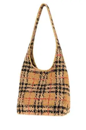 Burberry Embroidered Raffia Margate Shoulder Bag