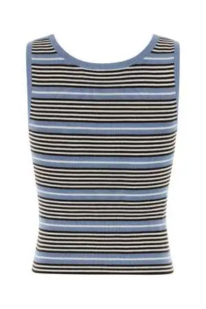 Prada Embroidered Cotton Blend Tank Top - Multicolor
