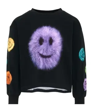 MOLO Reniza Smiley-print Long-sleeve T-shirt - Black