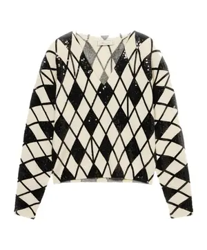 Blumarine Sequin-embellished Argyle Sweater - Black