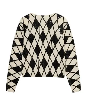 Blumarine Sequin-embellished Argyle Sweater