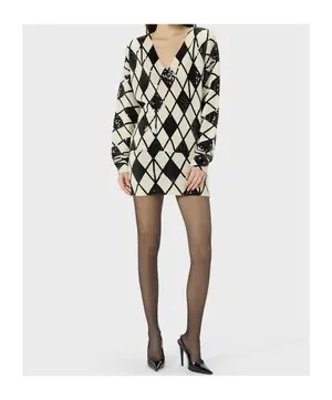 Blumarine Sequin-embellished Argyle Sweater