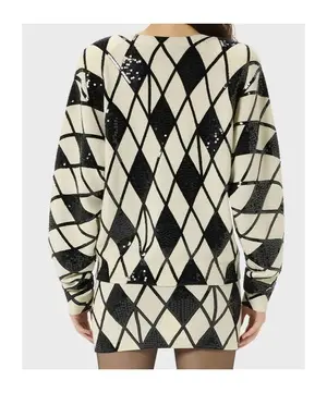 Blumarine Sequin-embellished Argyle Sweater