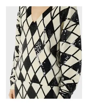 Blumarine Sequin-embellished Argyle Sweater