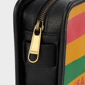 Gucci Color Stripe Slogan Zip Pouch