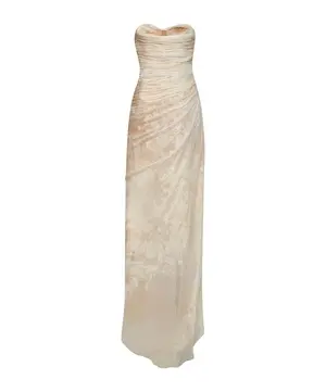 Ermanno Scervino Lace Embroidered Georgette Strapless Dress