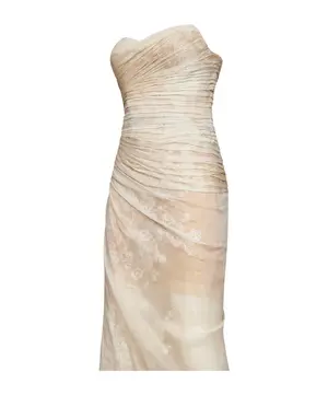 Ermanno Scervino Lace Embroidered Georgette Strapless Dress