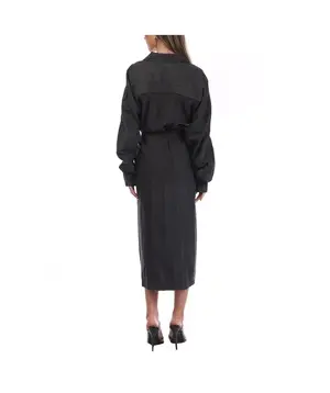 DIESEL® Satin Belted Waist Shirt Midi Dress