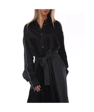 DIESEL® Satin Belted Waist Shirt Midi Dress