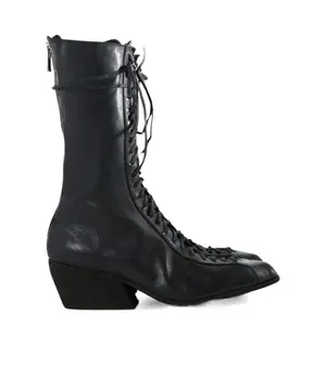 Guidi Soft Horse Full Grain Laced Up Backzip Boot - Black