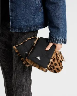 Prada Printed Leather Mittens