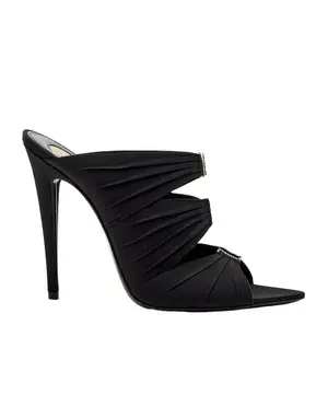 Saint Laurent Satin-crepe Mules - Black