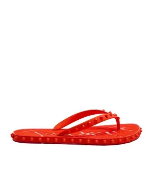 CHRISTIAN LOUBOUTIN Bright Studded Jelly Flip-flops - Red