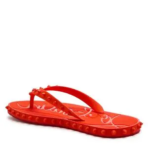 CHRISTIAN LOUBOUTIN Bright Studded Jelly Flip-flops