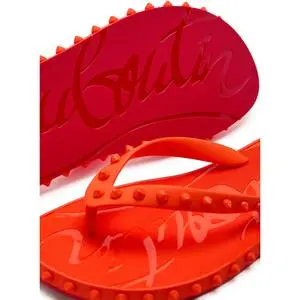 CHRISTIAN LOUBOUTIN Bright Studded Jelly Flip-flops