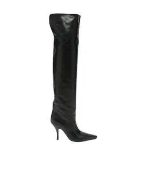 Paris Texas Rose Pointed-toe Over-the-knee Boots - Black