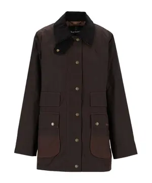 Barbour Modern Border Long-sleeved Waxed Coat - Black