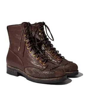 Visvim Distressed Lace-up Boots - Red