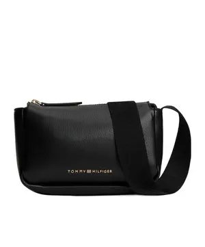 Versace Pebbled Leather Crossbody Bag With Wide Strap - Black