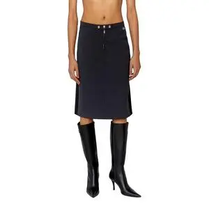 DIESEL® Front Zip Straight Midi Skirt With Metal Studs - Black