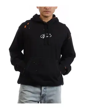 DIESEL® Distressed Embroidered Hoodie - Black