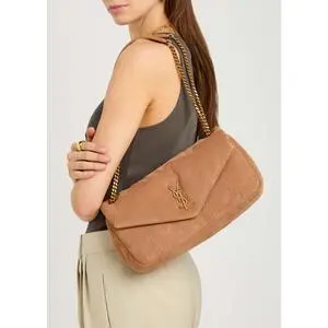 Saint Laurent Grained Suede Shoulder Bag
