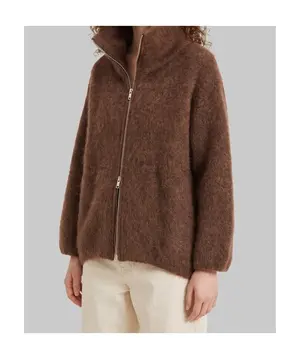 THE FRANKIE SHOP Zip-up Long-sleeve Knit Top