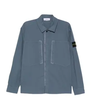 Stone Island Logo-patch Zip-up Overshirt - Blue