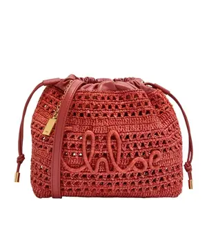 Chloé Raffia Cross-body Pouch - Red