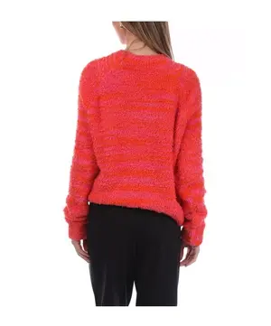 DIESEL® Crew Neck Cutout Logo Fuzzy Knit Sweater