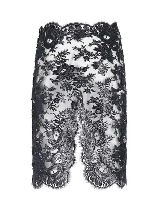 Saint Laurent Lace-slit Pencil Skirt