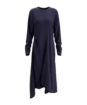 UMA WANG Round Neck Pleated Dress - Black
