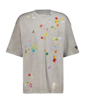 Mihara Yasuhiro Price Tag Sticker Printed T-shirt - Gray