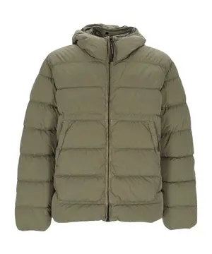 C.P. COMPANY Chrome-r Goggle Quilted Hooded Jacket - Green
