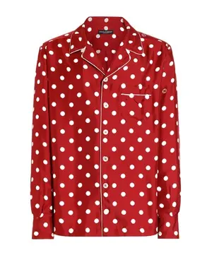 Dolce & Gabbana Polka Dot-print Silk Twill Vanity Shirt - Red