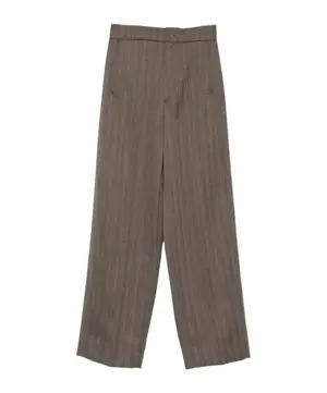 Soeur Pinstripe Straight Leg Trousers - Green