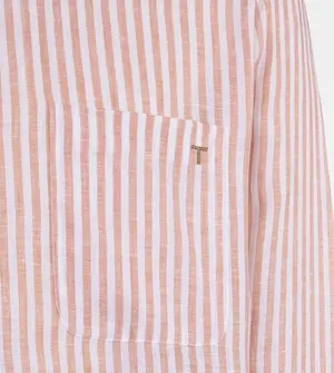 TOD'S Button Down Shirt In Striped Linen