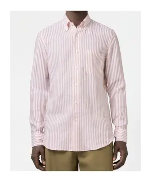 TOD'S Button Down Shirt In Striped Linen