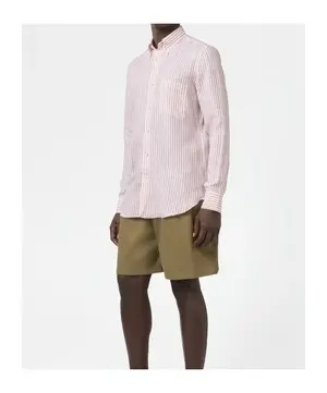 TOD'S Button Down Shirt In Striped Linen