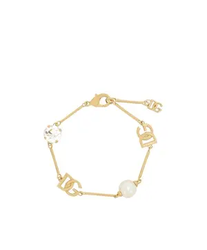 Dolce & Gabbana Dg-plaque Crystal-embellished Bracelet - Yellow