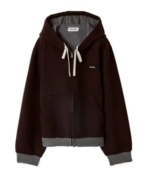 Miu Miu Washed Double Cashmere Blouson Jacket - Black