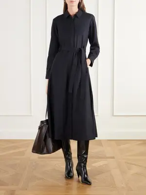 Theory Belted Flannel Midi Dress