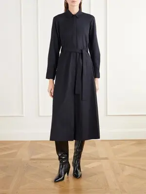 Theory Belted Flannel Midi Dress