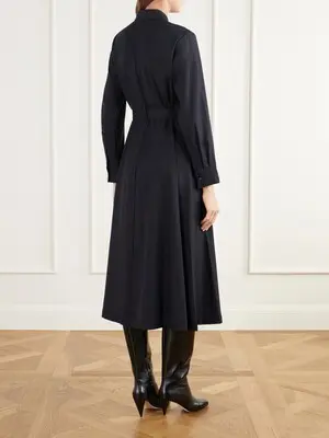 Theory Belted Flannel Midi Dress