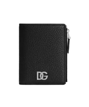 Dolce & Gabbana Dolce Gabbana Logo Plaque Bi-fold Wallet - Black