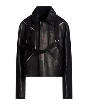 Rick Owens Minimalist Wool And Leather Coat - Black