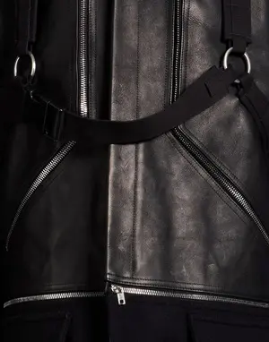 Rick Owens Minimalist Wool And Leather Coat