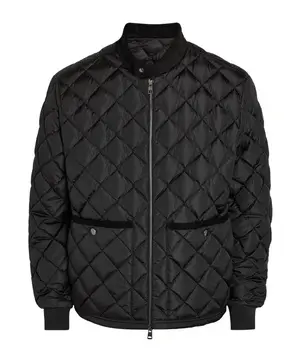 Moncler Diamond-quilted Stand-collar Zip Jacket - Black