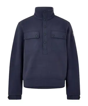 Moncler Stand-collar Half-button Long-sleeve Top - Black
