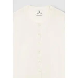ANINE BING Crew Neck Puff-sleeve Short-sleeved Knit Cardigan